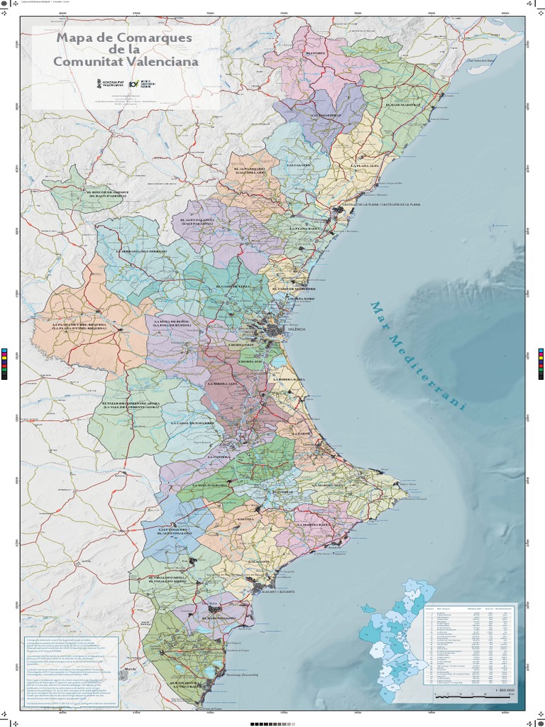 Mapa Autonomico Comarcas 2018 (Comunidad Valenciana)