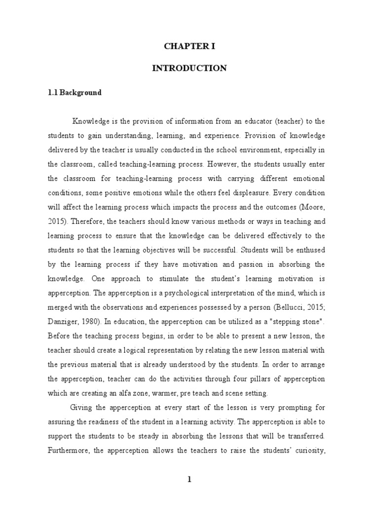 1.1 Background | PDF | Teachers | Lesson Plan