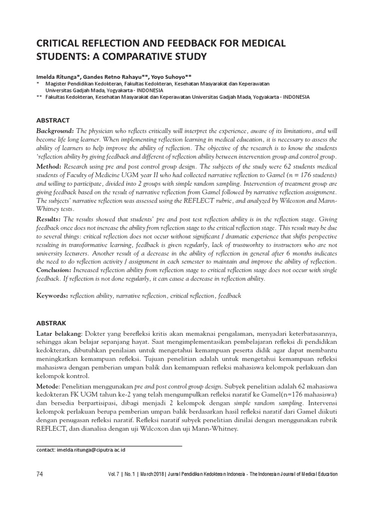 Critical Reflection and Feedback For Med PDF | PDF | Behavior Modification | Psychological Concepts