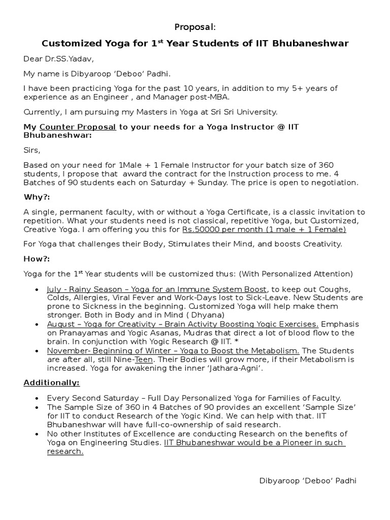 Yoga Training Proposal - IIT Bhubaneshwar | PDF | Yoga | Exhalation