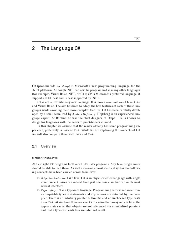 C Programming Language Overview Pdf C Sharp Programming Language