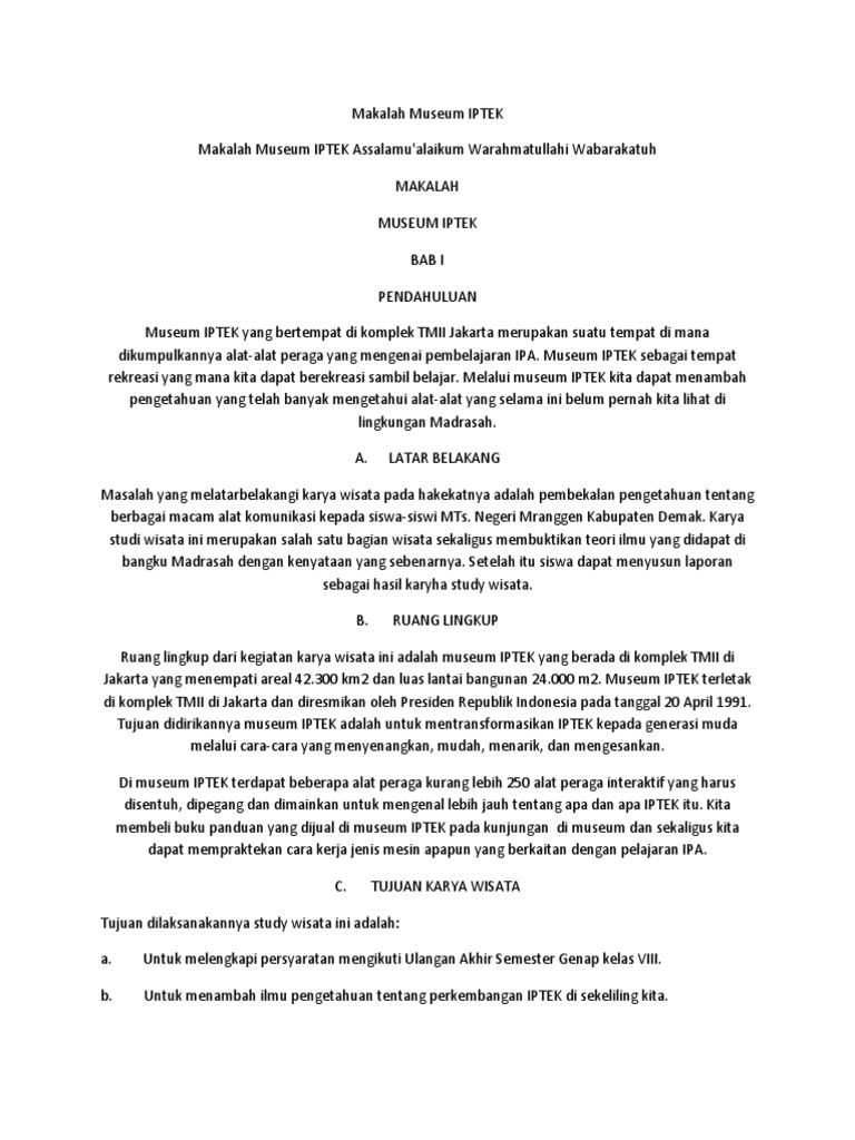 Makalah Museum IPTEK Edit | PDF | Ilmu Sosial