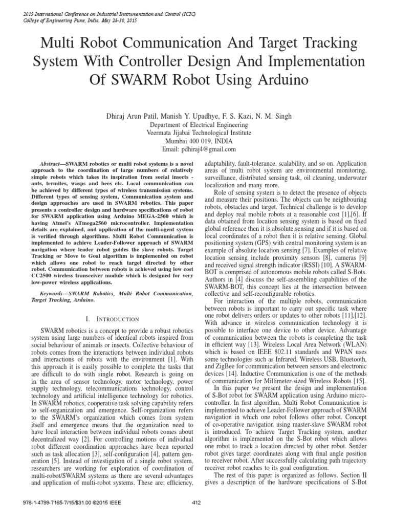 SWARM Robot Using Arduino | PDF | Robot | Robotics