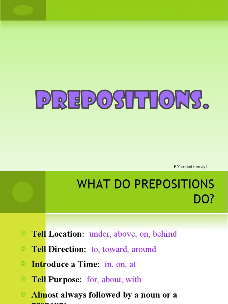Prepositions | PDF | Preposition And Postposition | Language Mechanics
