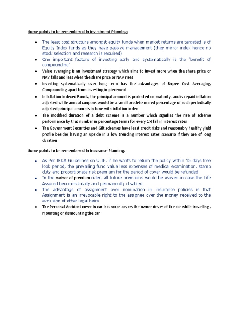 Some Points To Be Remembered | PDF
