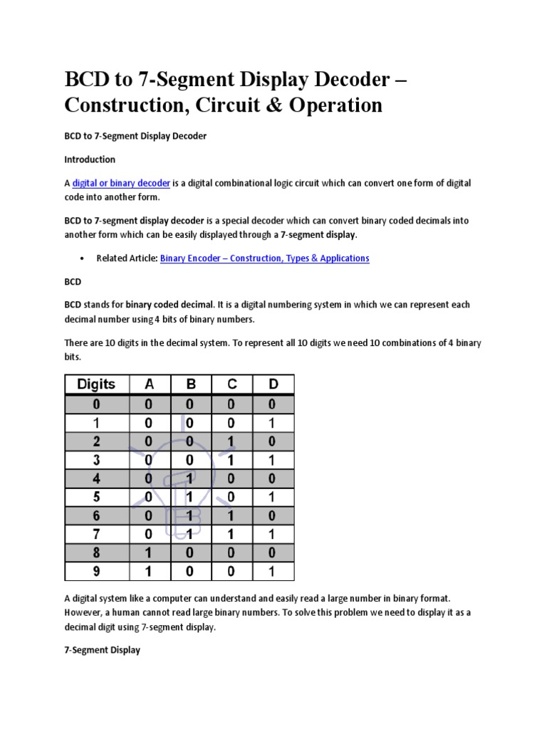 BCD To 7segement Design Lecture Notes | PDF | Binary Coded Decimal ...