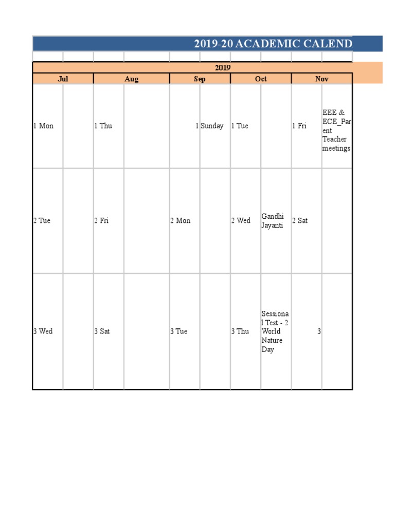 2019-20 Academic Calendar I.T.S Engineering College B.Tech-Ece | PDF