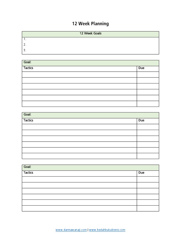 12 week planning