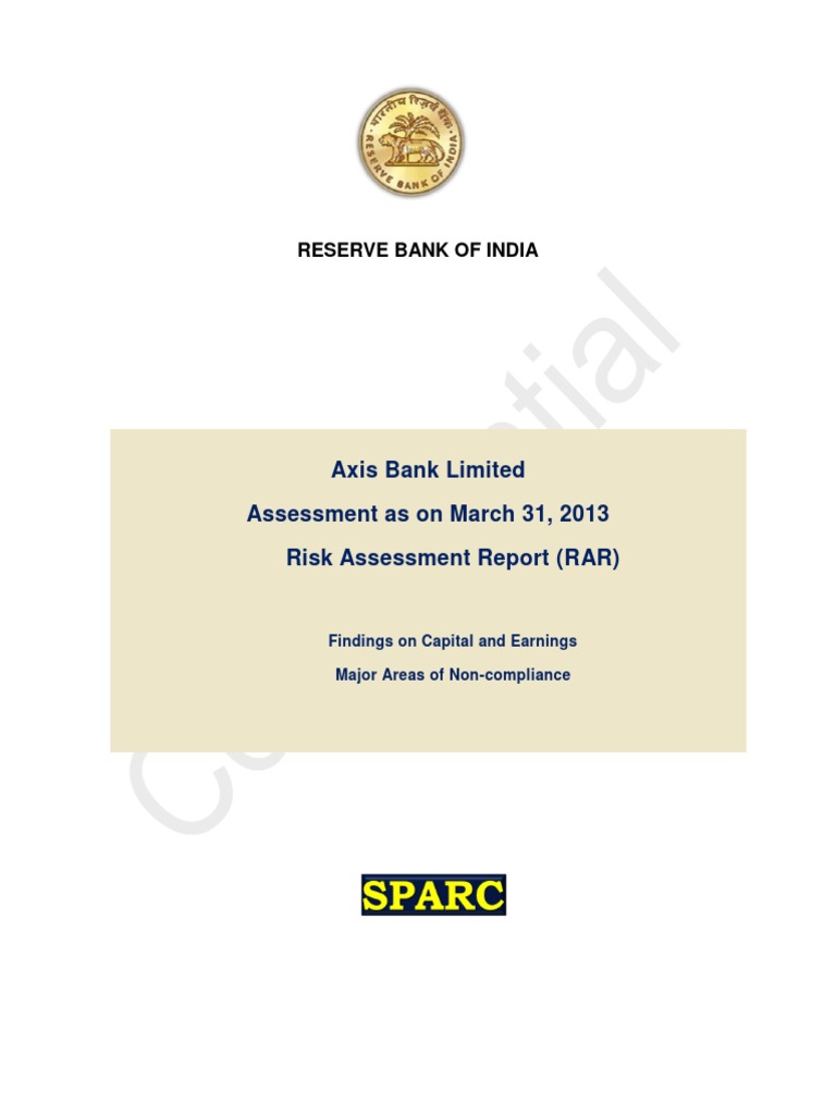 RBI Risk Assessment of Axis Bank 2013 | PDF | Reserve Bank Of India | Banks
