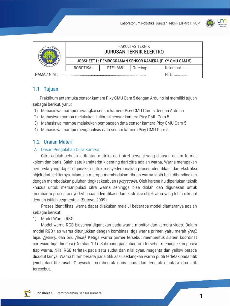 Jobsheet 1 Pemrograman Sensor Kamera | PDF | Komputer