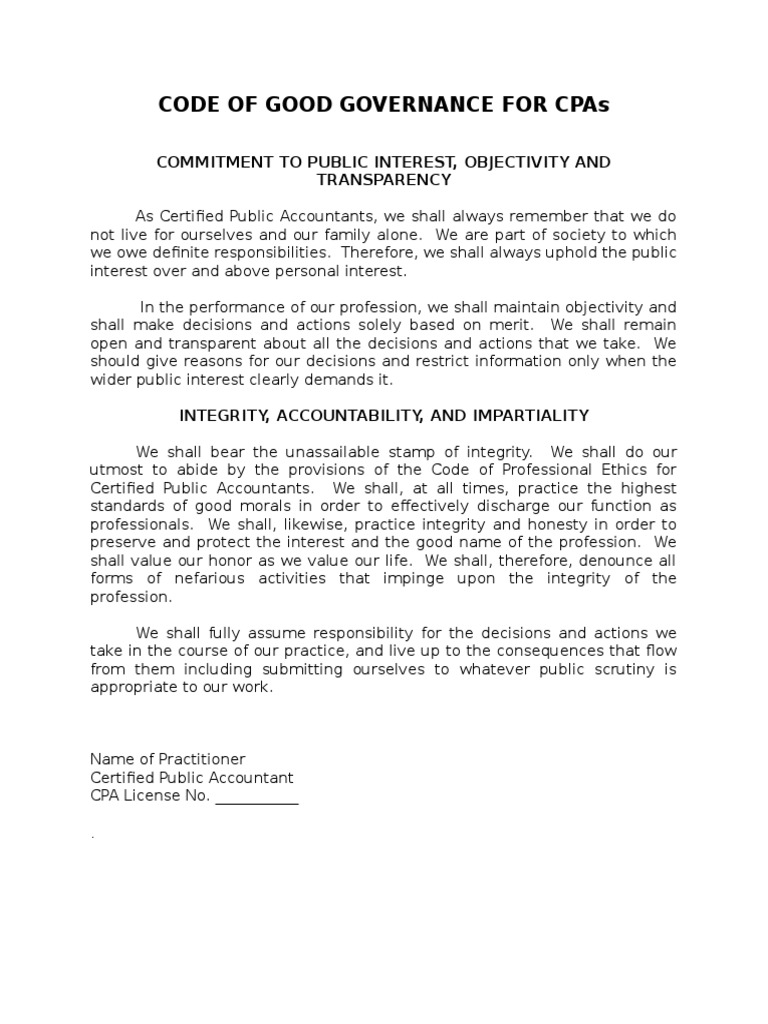 Cpa Accreditation Codeofgoodgovernance | PDF