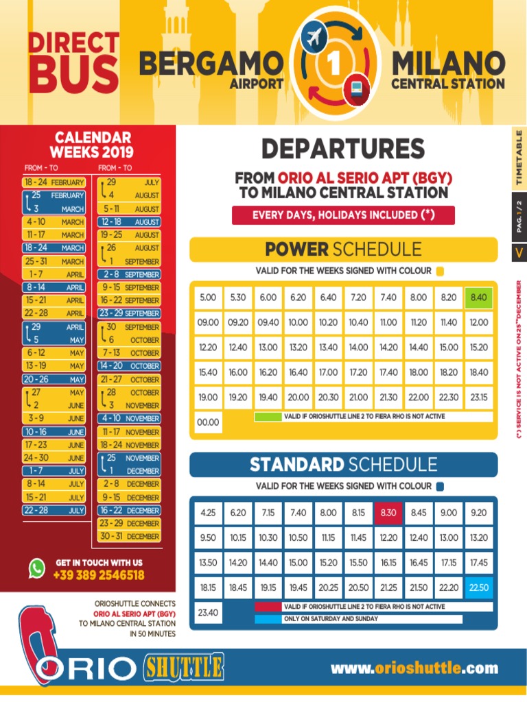 Bergamo Airport Bus Schedule | PDF