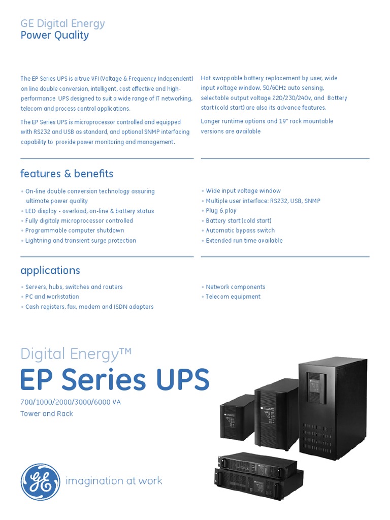 Ge Critical Power Ep Ups Datasheet | PDF | Computer Hardware ...