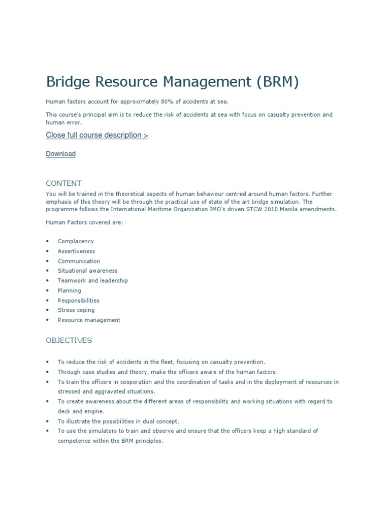 Bridge Resource Management | PDF | Human Factors And Ergonomics ...