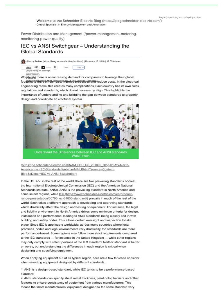 IEC vs ANSI Switchgear Standards Explained | PDF | International ...