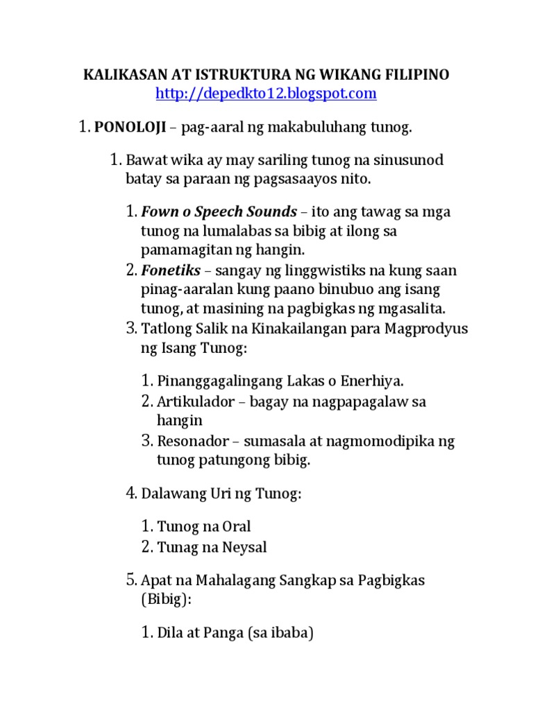 Kalikasan at Istruktura NG Wikang Filipino | PDF