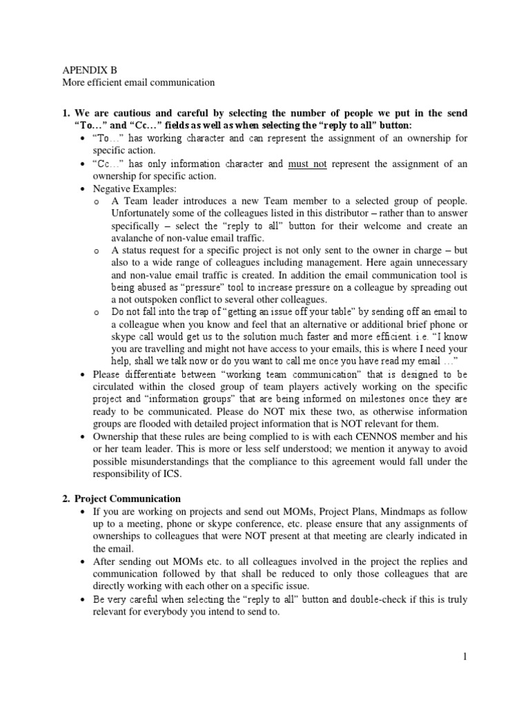 Appendix B - Email Communication | PDF | Communication | Business