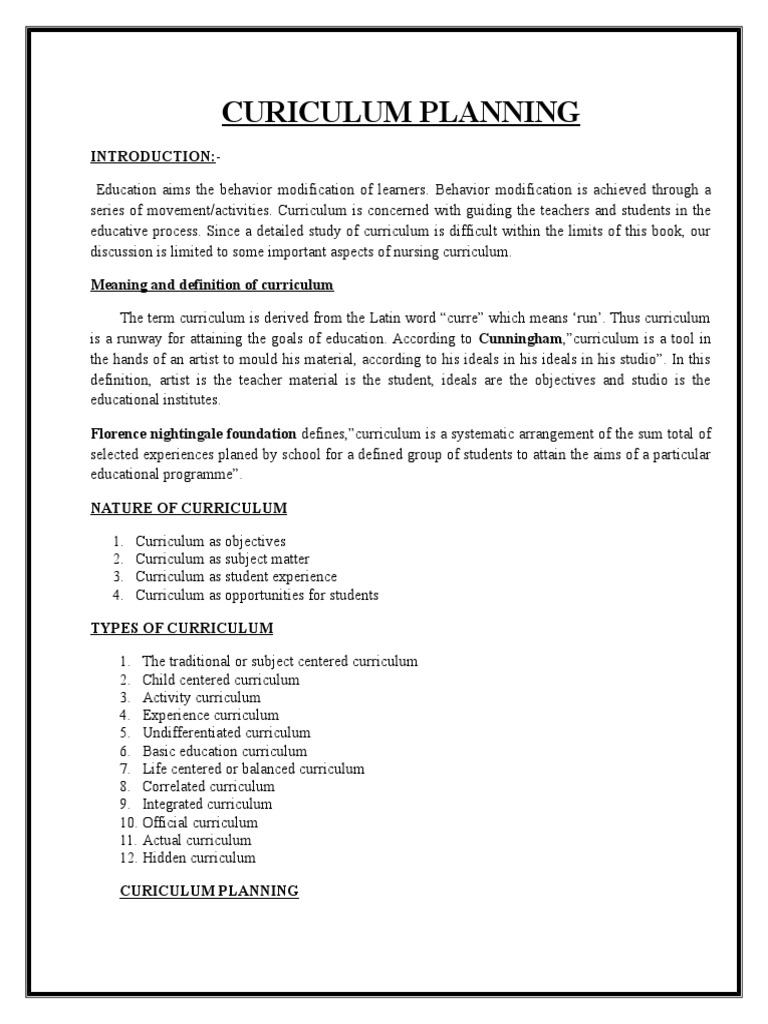 Curiculum Planning: Introduction | PDF | Curriculum | Lesson Plan