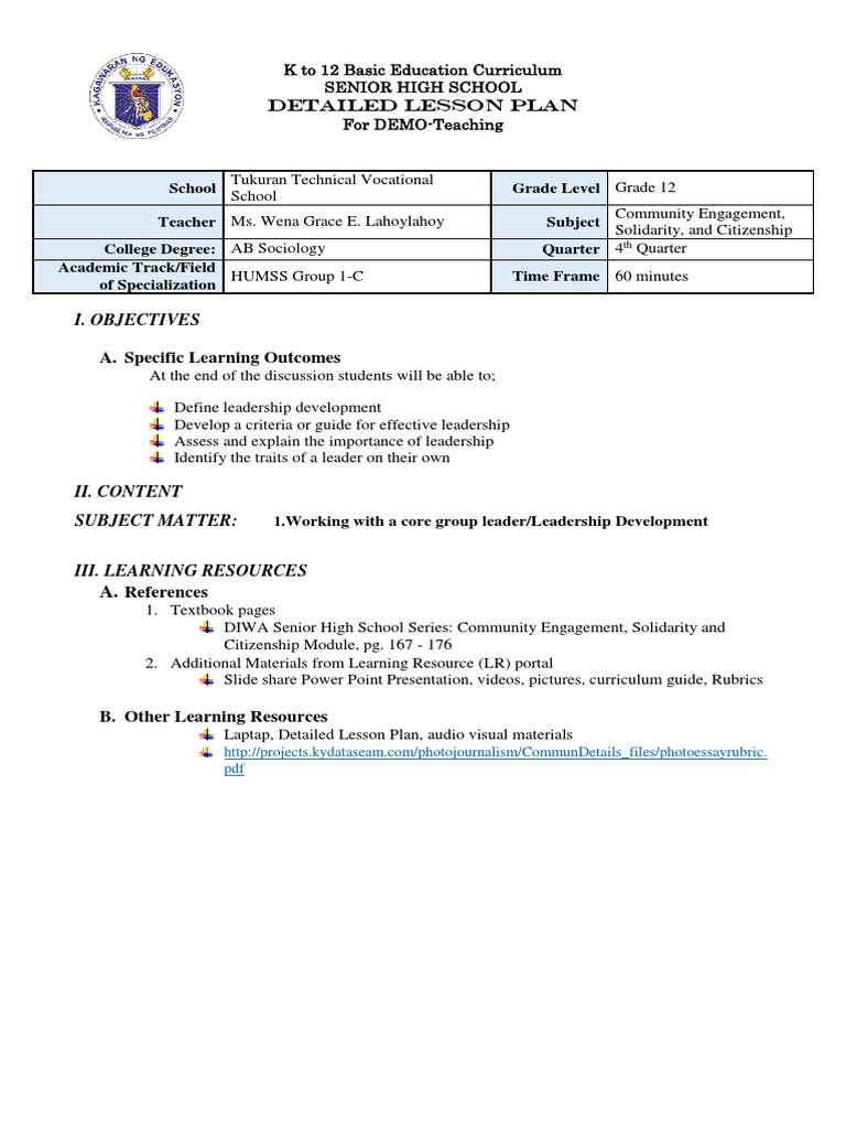 Lesson Plan Leadership | PDF | Narrative | Leadership
