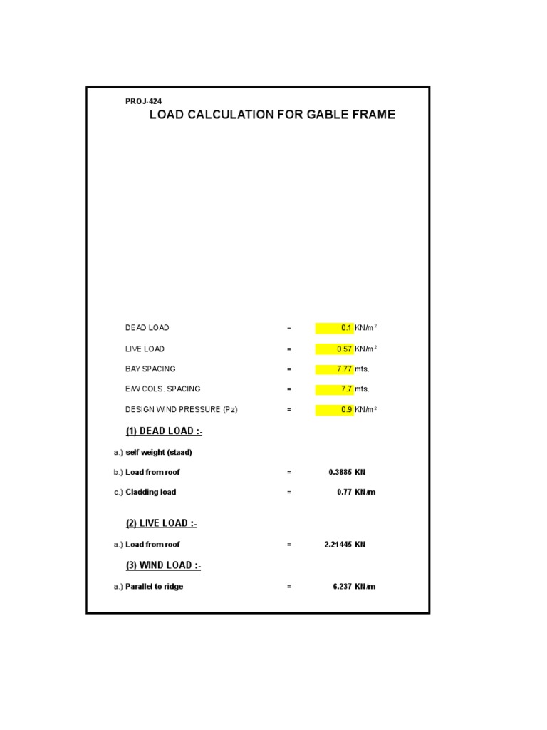 End Wall Load Calculation Sheet | PDF