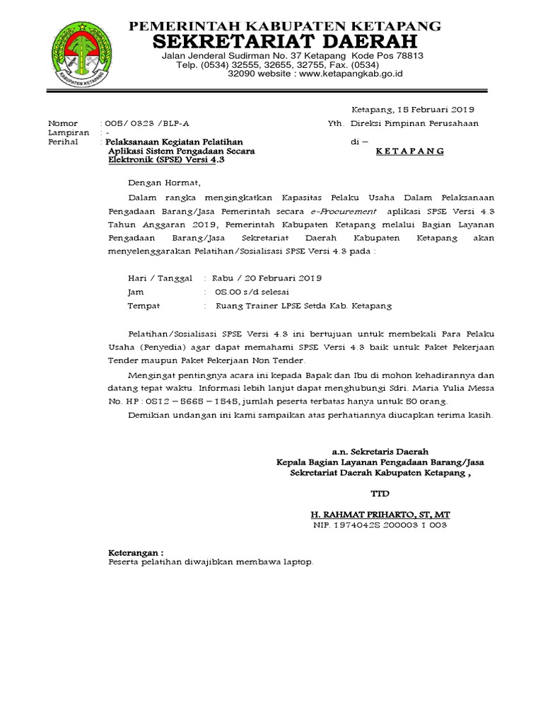 Pelatihan SPSE Versi 4.3 di Ketapang | PDF