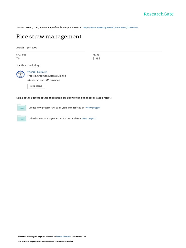 Rice Straw Management | PDF | Rice | Crop Rotation