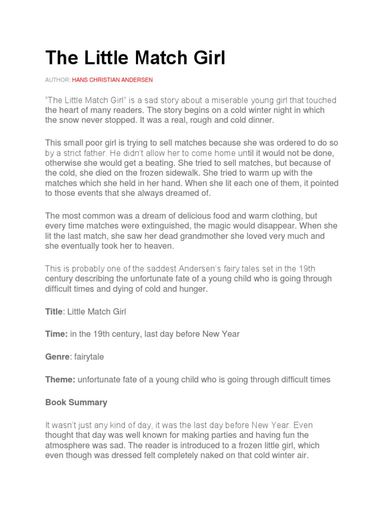 The Little Match Girl | PDF | Hans Christian Andersen