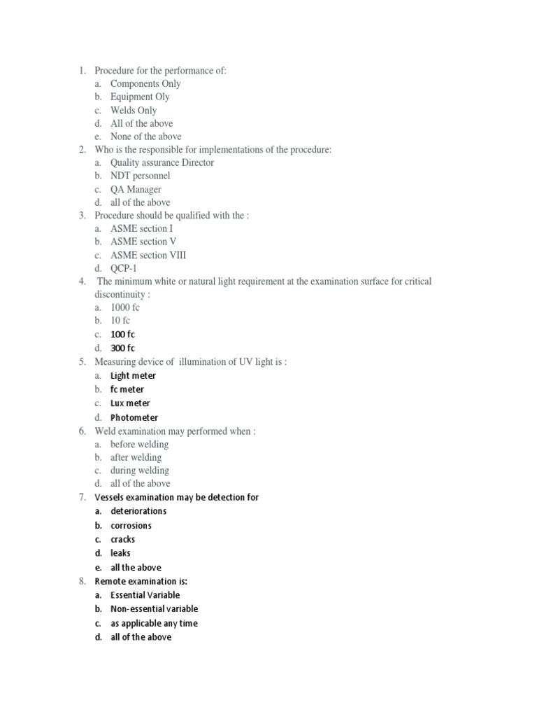 VT Quiz | Download Free PDF | Nondestructive Testing | Welding