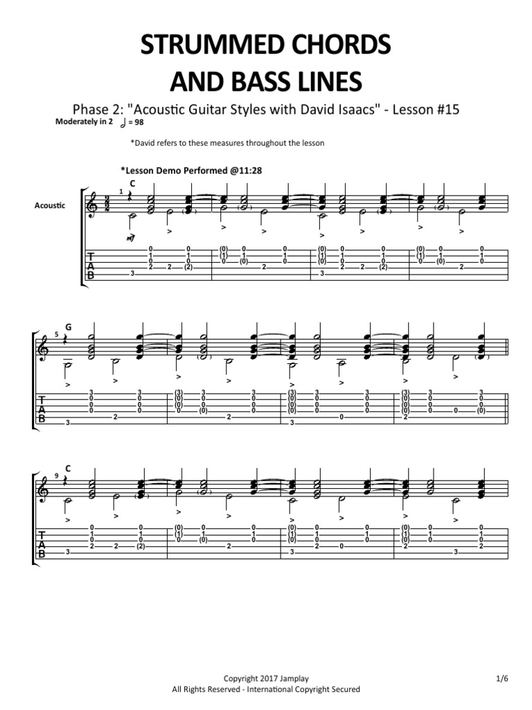 Strummed Chords and Bass Lines | PDF | Guitars | Guitar Family Instruments