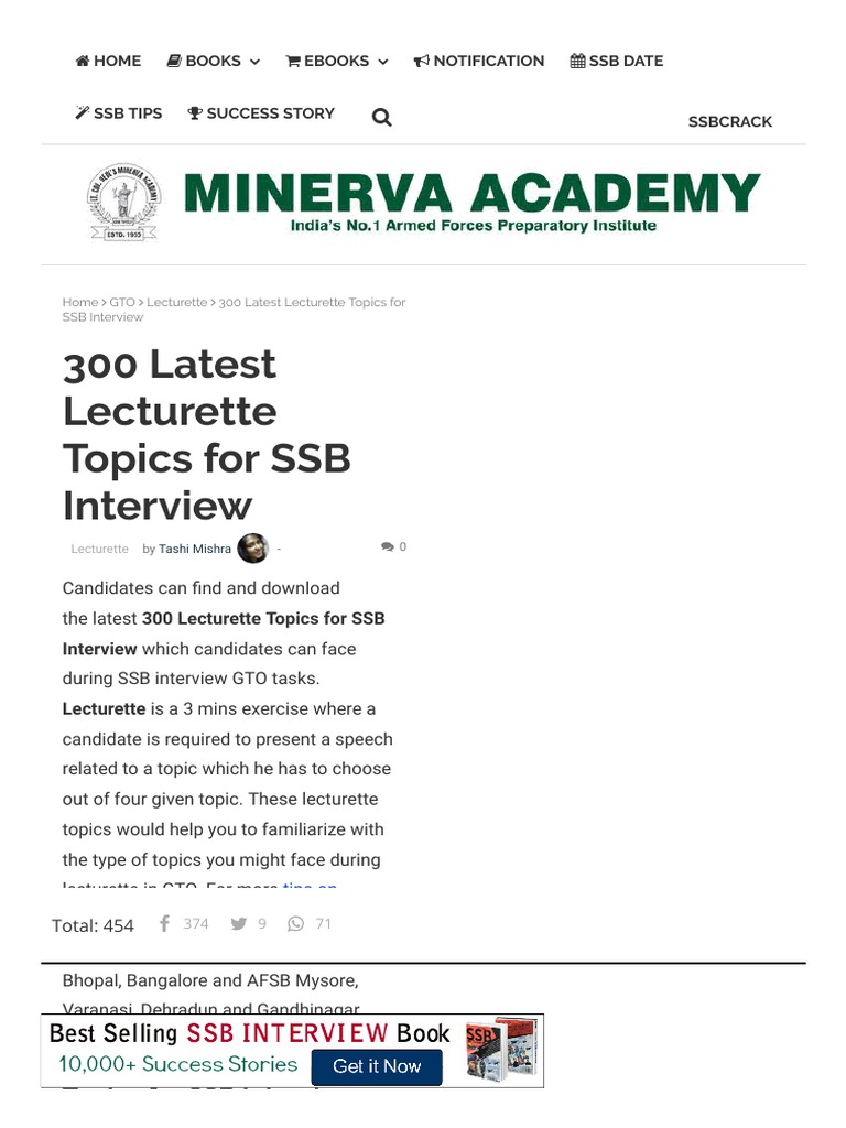 300 Latest Lecturette Topics For SSB Interview PDF | PDF | Social Science