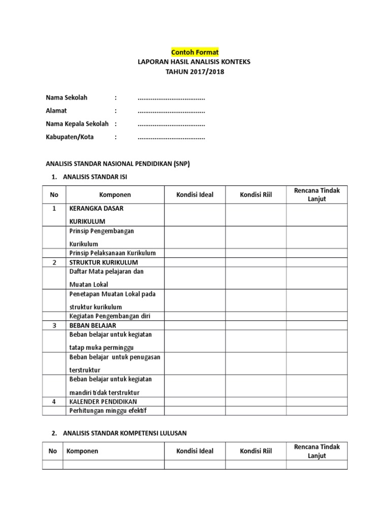 Contoh Format ANALISIS KONTEKS | PDF