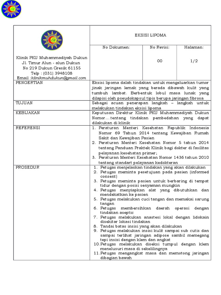 Sop Eksisi Lipoma | PDF