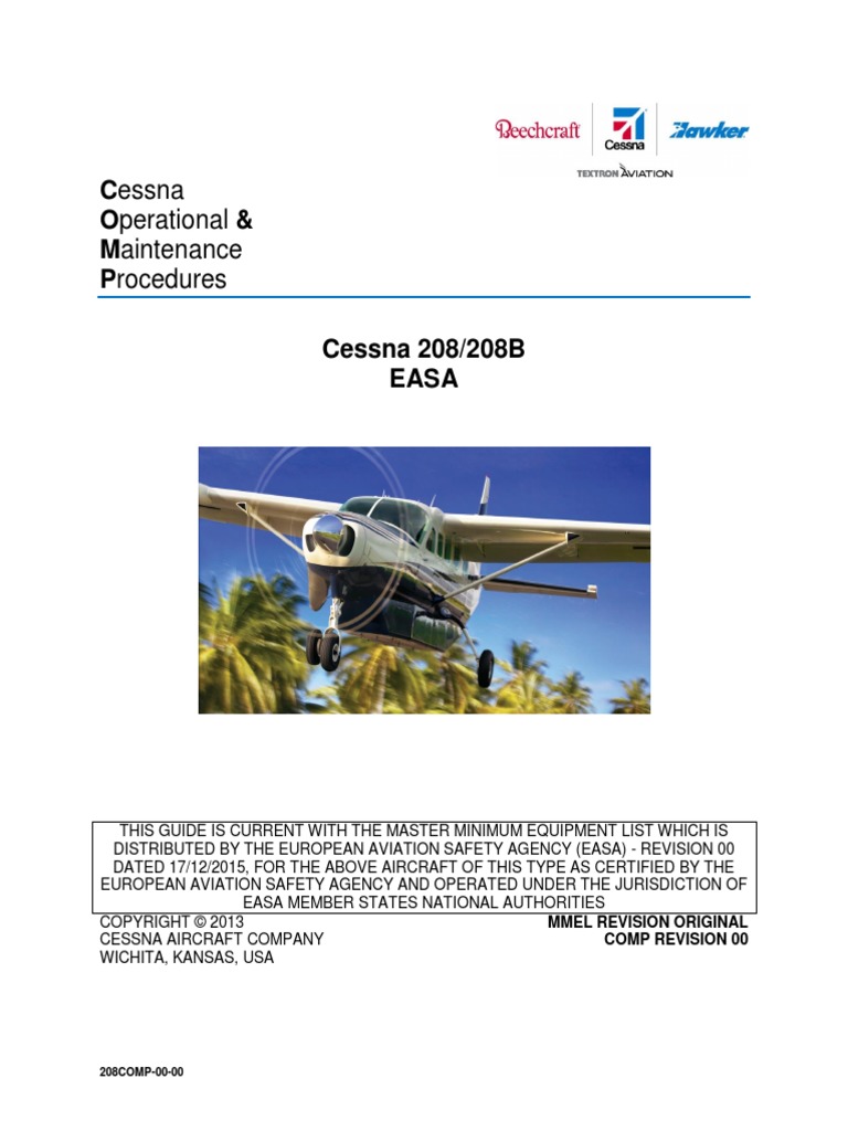 Cessna Operational & Maintenance Procedures Cessna 208/208B Easa | PDF ...