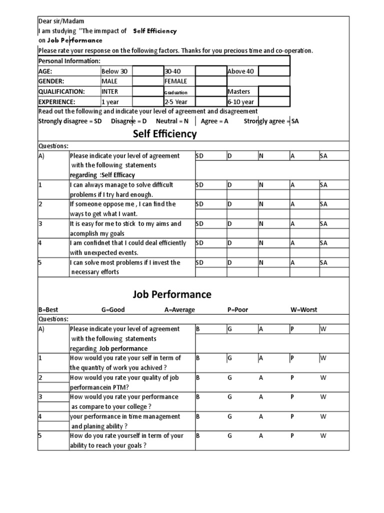 Self Efficiency | PDF | Action (Philosophy) | Psychology