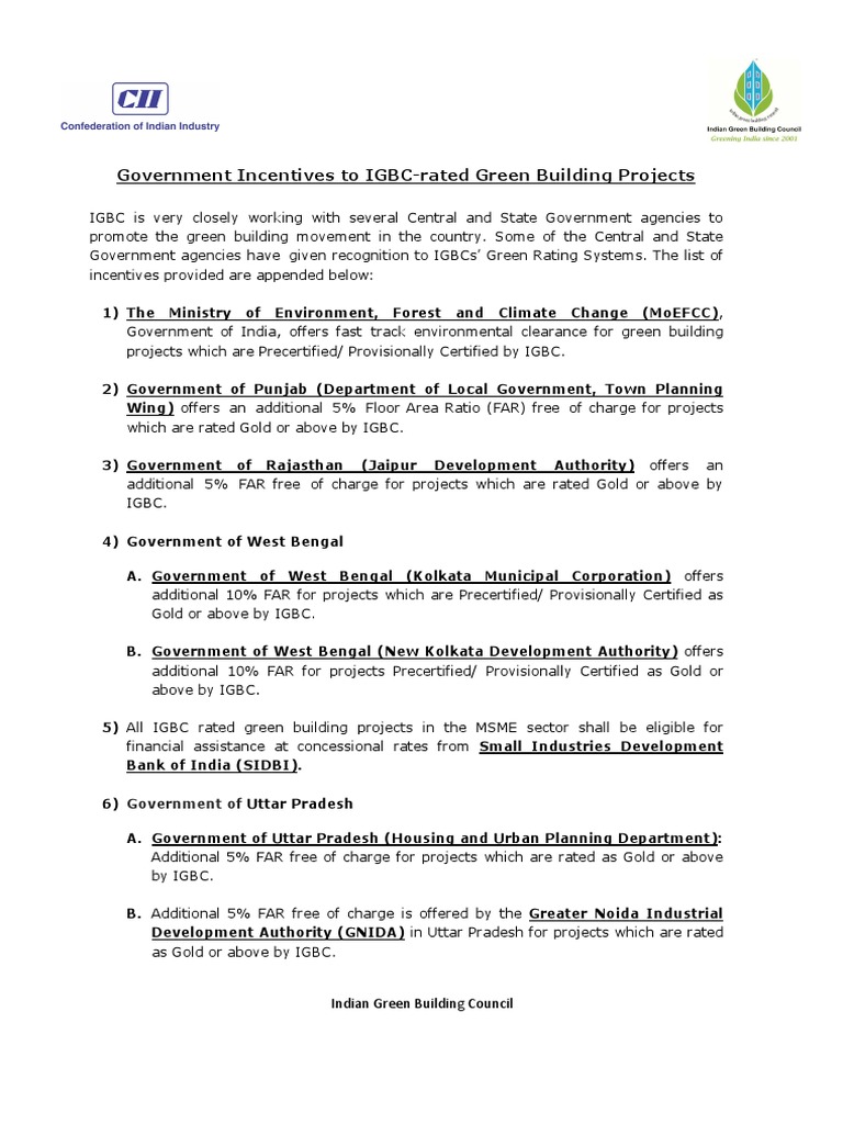0.government Incentives To IGBC-rated Projects | PDF | Green Building ...