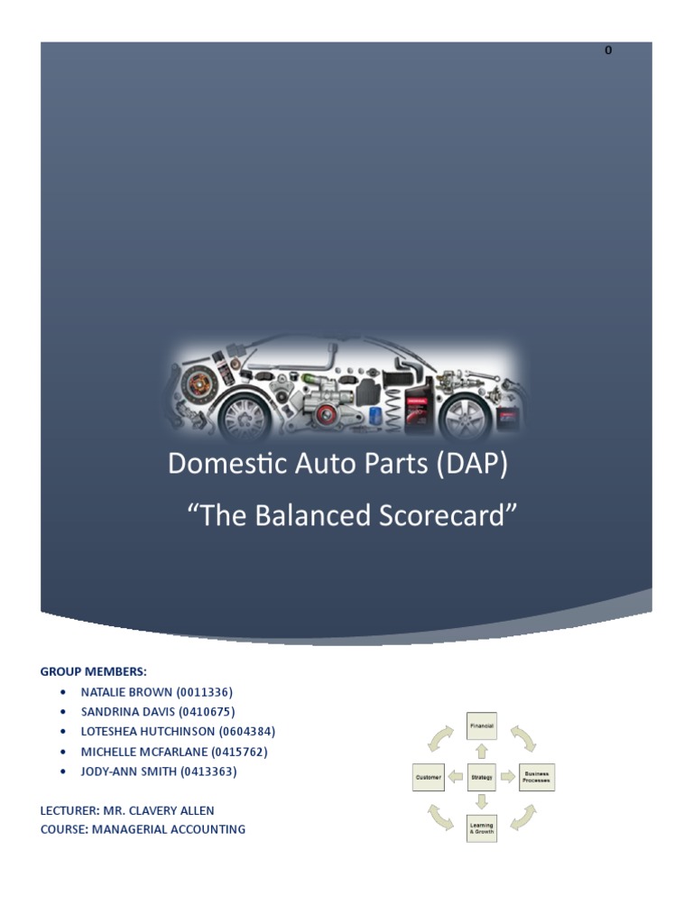 Domestic Auto Parts (DAP) "The Balanced Scorecard": Group Members | PDF ...