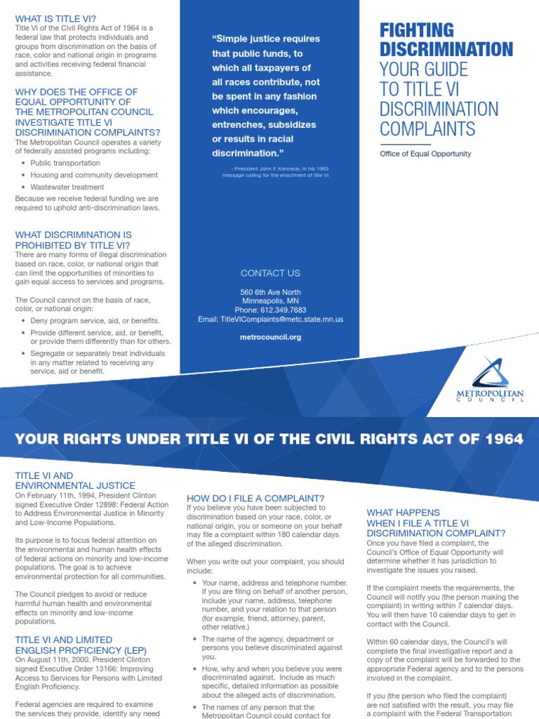 Fighting Discrimination Brochure 2014 | PDF | Complaint | Civil Rights ...