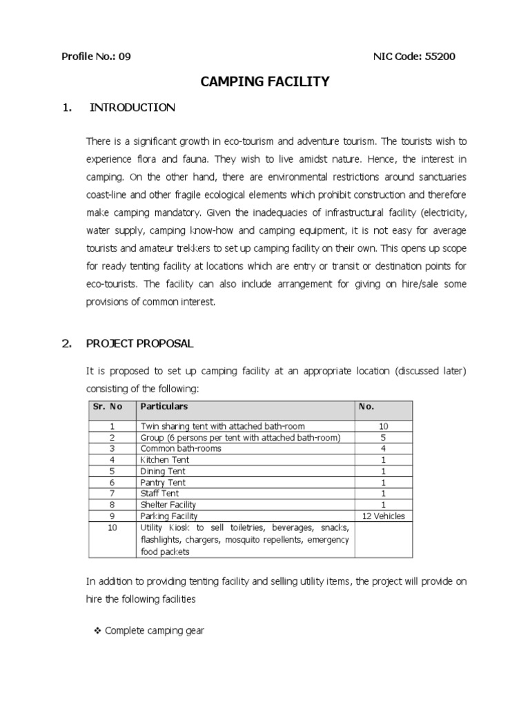Camping Facility | PDF | Expense | Camping