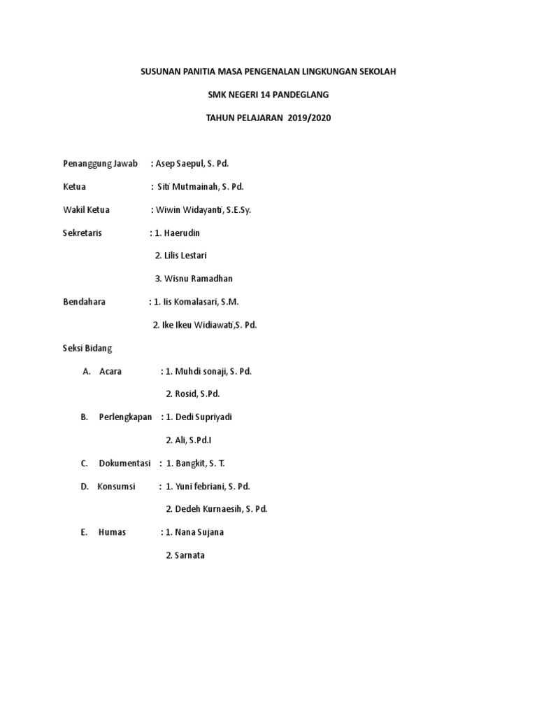 SUSUNAN PANITIA Mpls | PDF