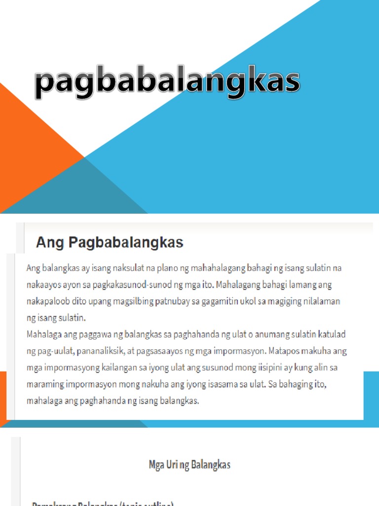 Filipino 4 - Q1 - Pagbabalangkas NG Balita | PDF
