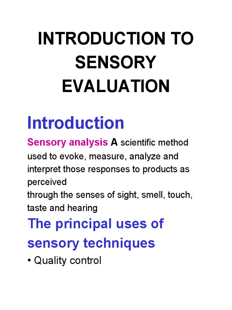 Introduction - Sensory Perception PDF | PDF | Taste | Perception