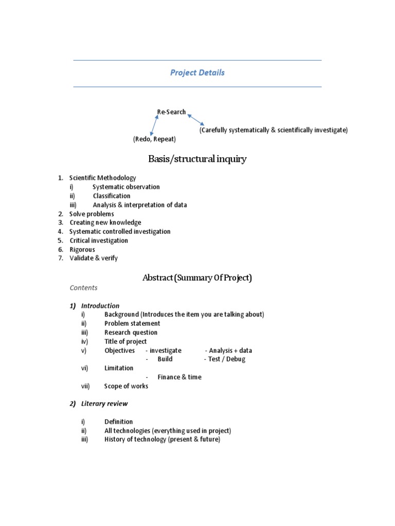 Basis/structural Inquiry: Project Details | PDF