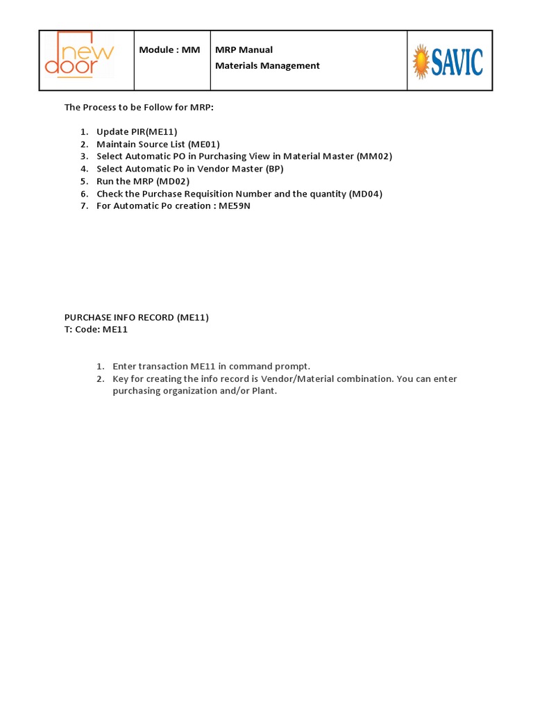 Module: MM MRP Manual Materials Management | PDF | Software | Business