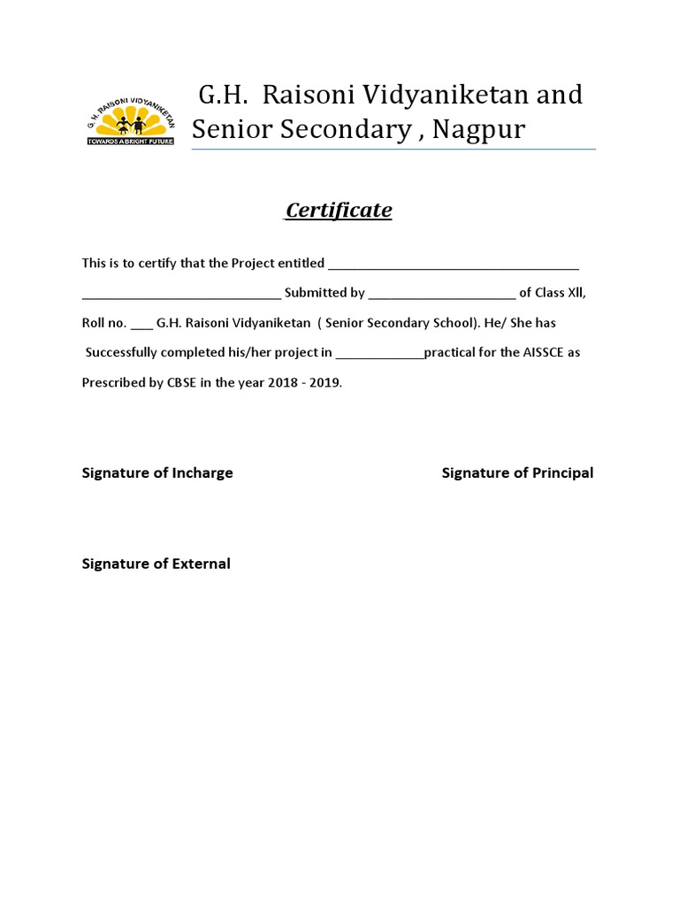 Project Certificate for Class XII | PDF | Fermentation In Food ...