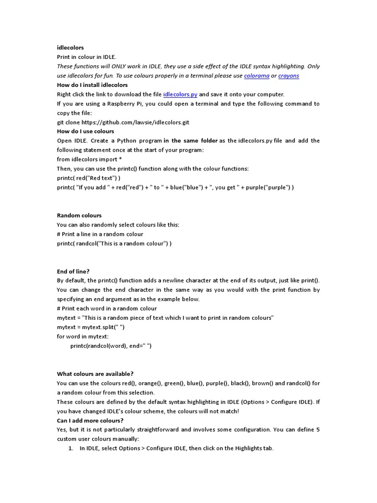 Python Colour Text Pdf Computing Software Development 7118