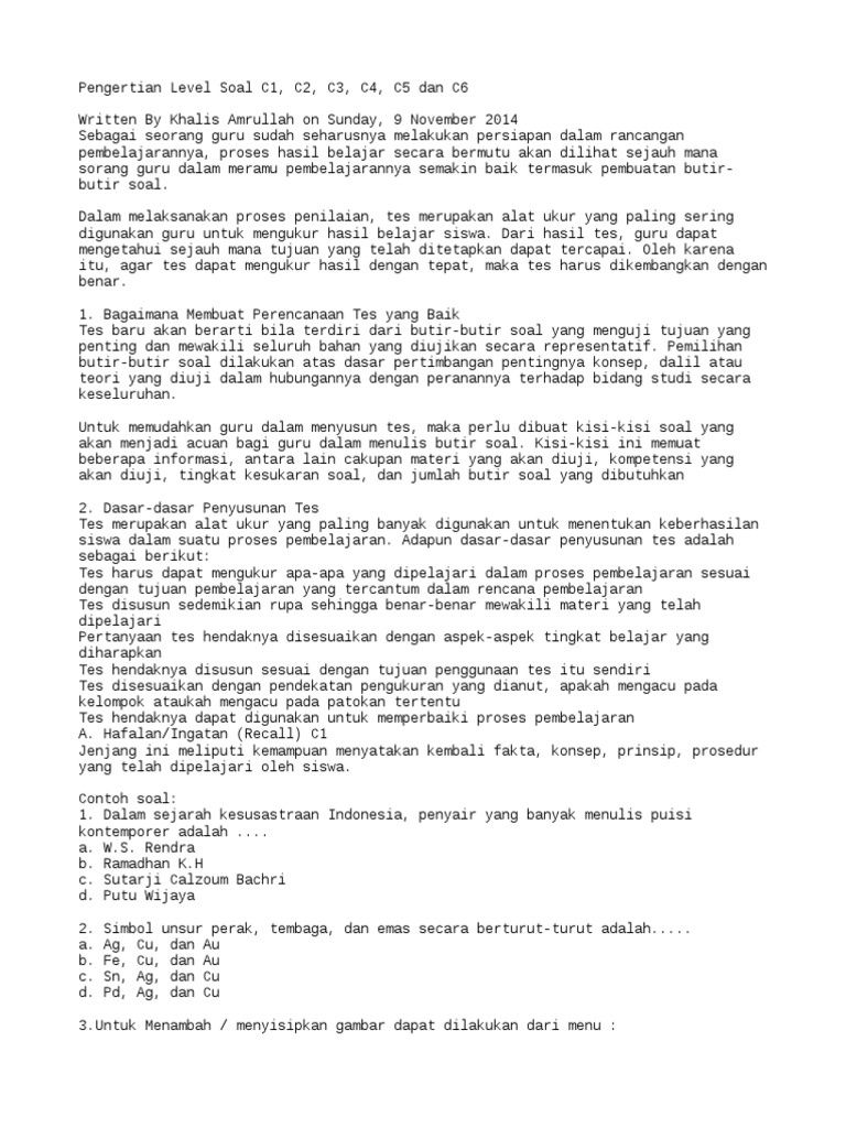 Contoh Soal C1-C6 | PDF