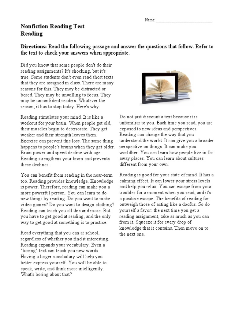 Nonfiction Reading Test Reading PDF | PDF | Vocabulary | Mind