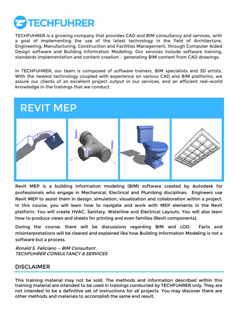 Revit Mep Training Guide Techfuhrer | PDF | Autodesk Revit | Computer ...