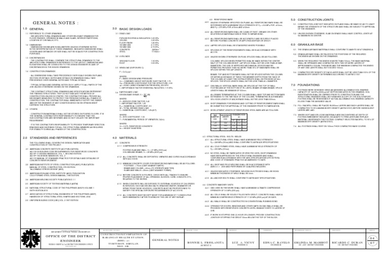 General Notes:: Construction Joints 5.0 | PDF | Concrete | Building