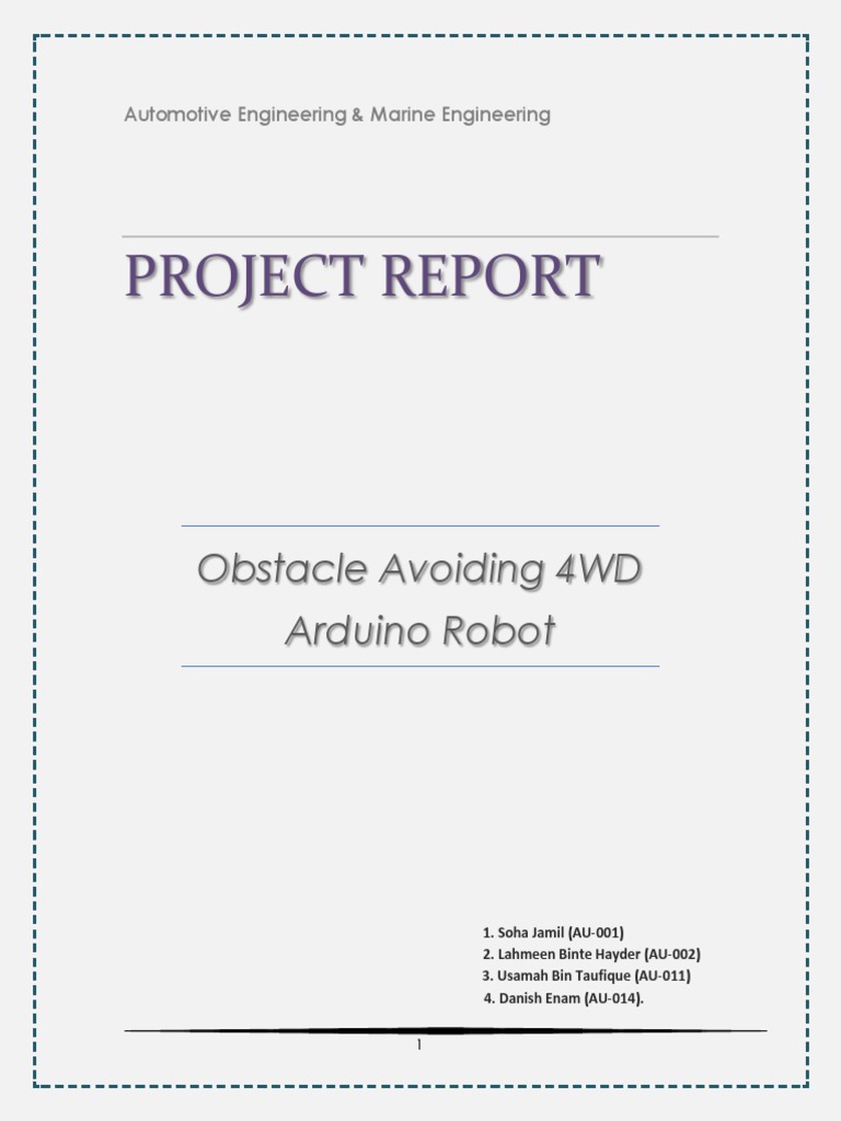 Obstacle Avoiding 4WD Arduino Robot Project Report | PDF | Electric ...